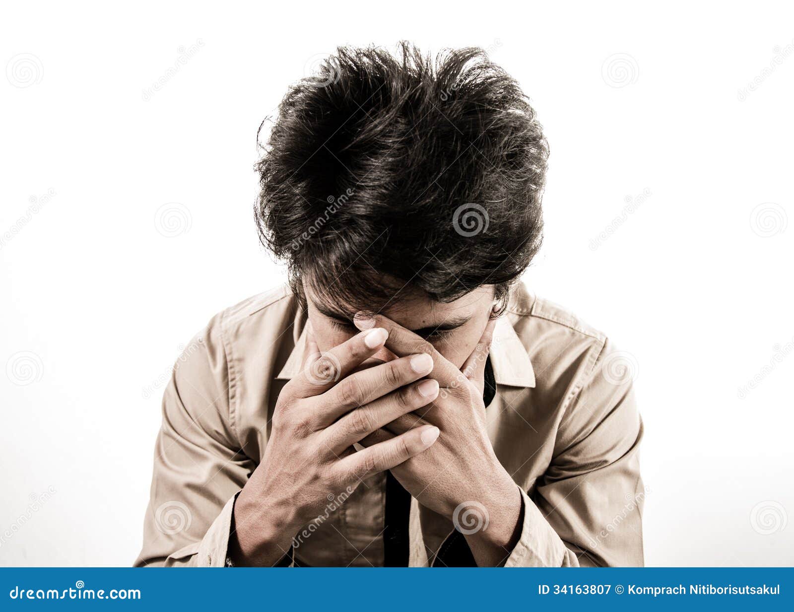 Man worry. stock image. Image of asia, hair, background - 34163807