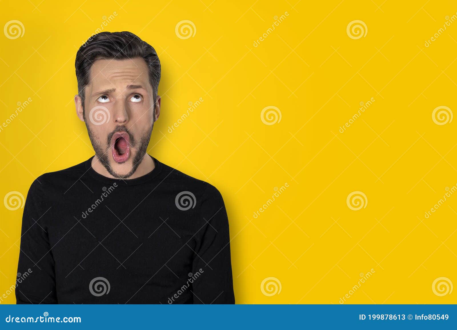 Man with a Wow Expression on a Yellow Background Stock Image - Image of ...