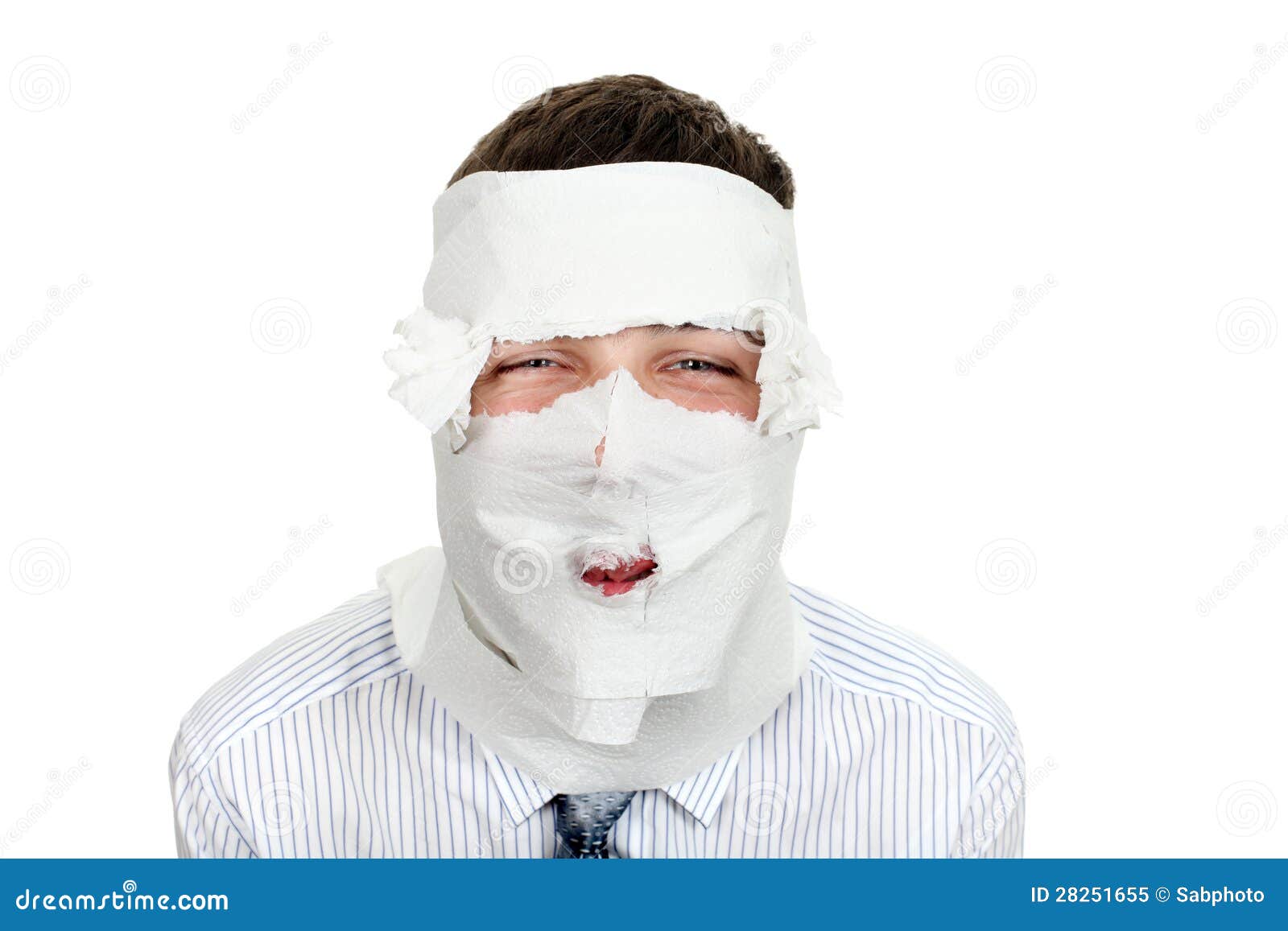 Man Wrapped in Paper stock image. Image of cover, funny - 28251655