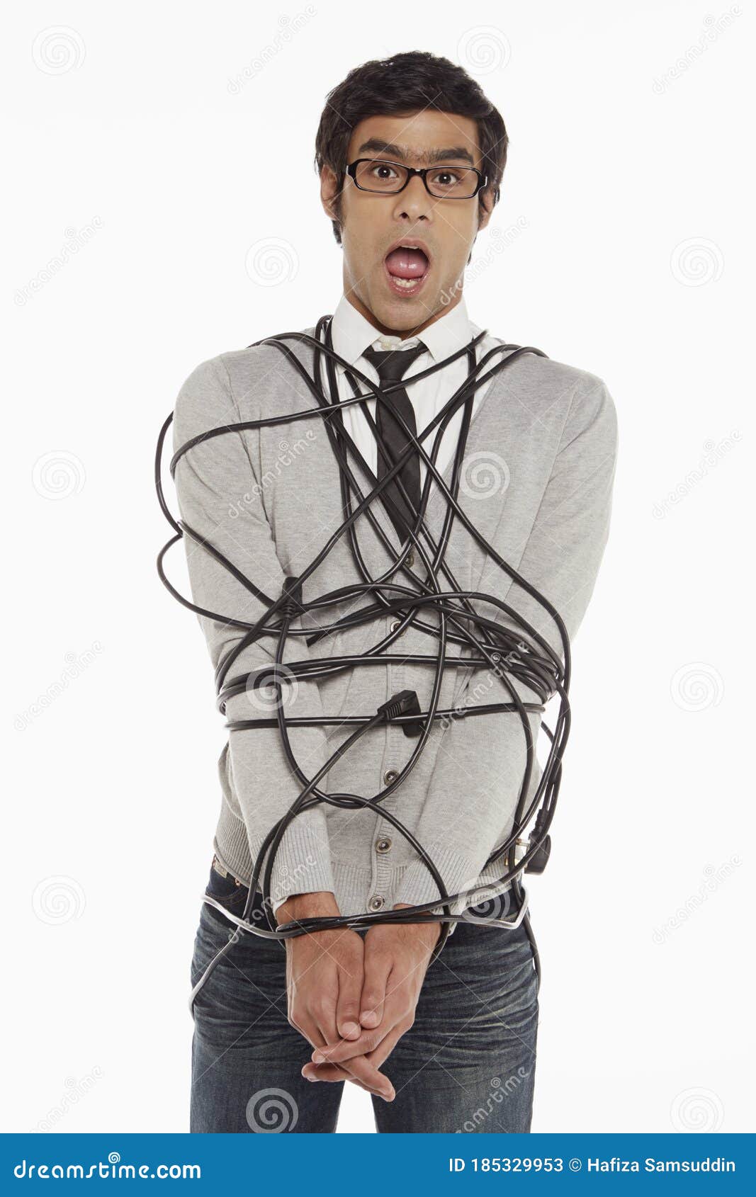 Man Wrapped in a Tangled Cable Stock Image - Image of ideas, eastern ...