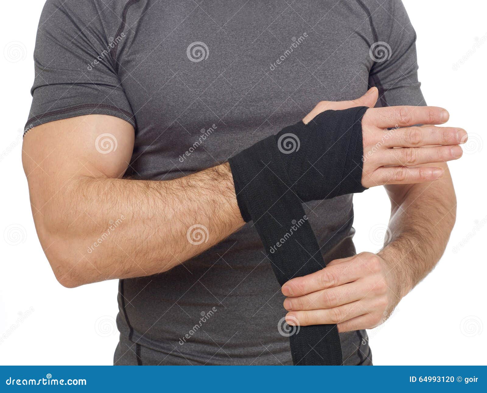 Man wrapping his wrist stock photo. Image of horizontal - 64993120