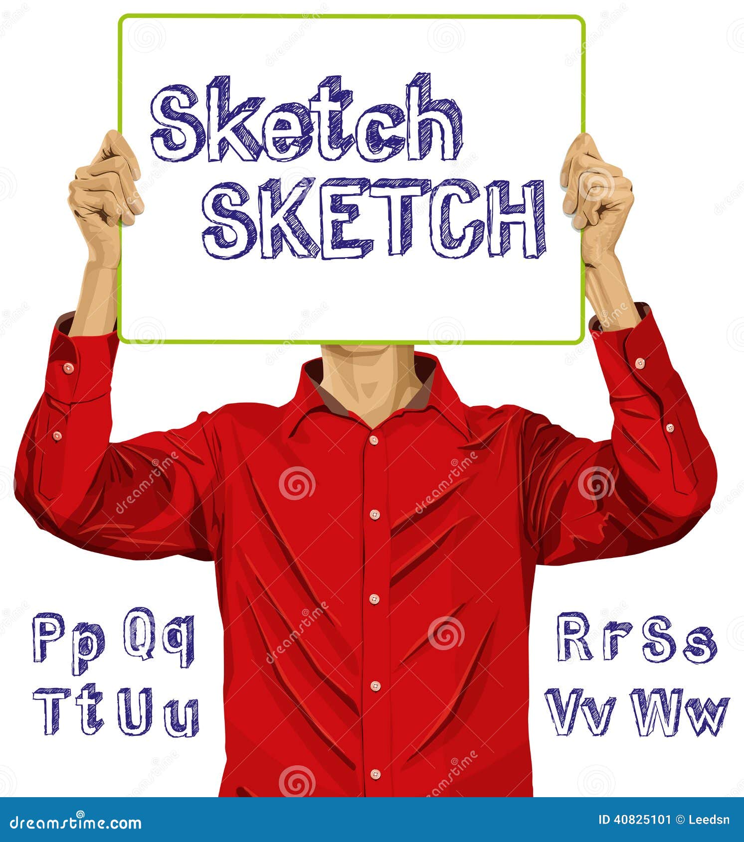 Man with Write Board and Sketch Alphabet 02---01 Stock Vector ...