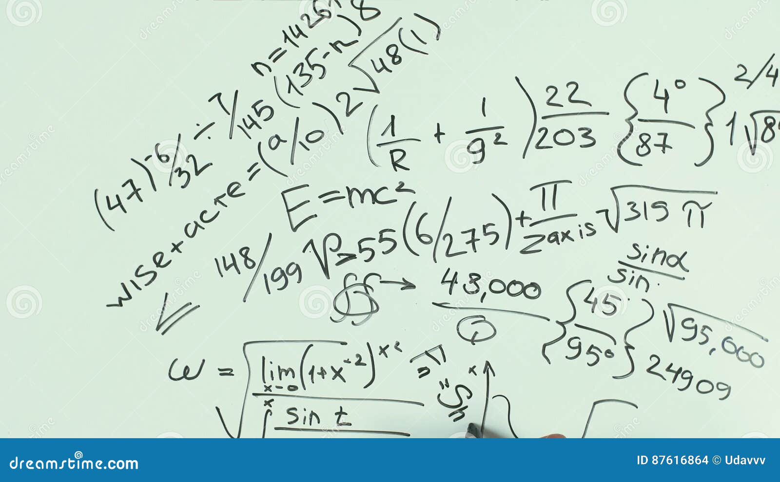 Man Write Bunch of Mathematical Formulas Using Black Marker Pen on ...