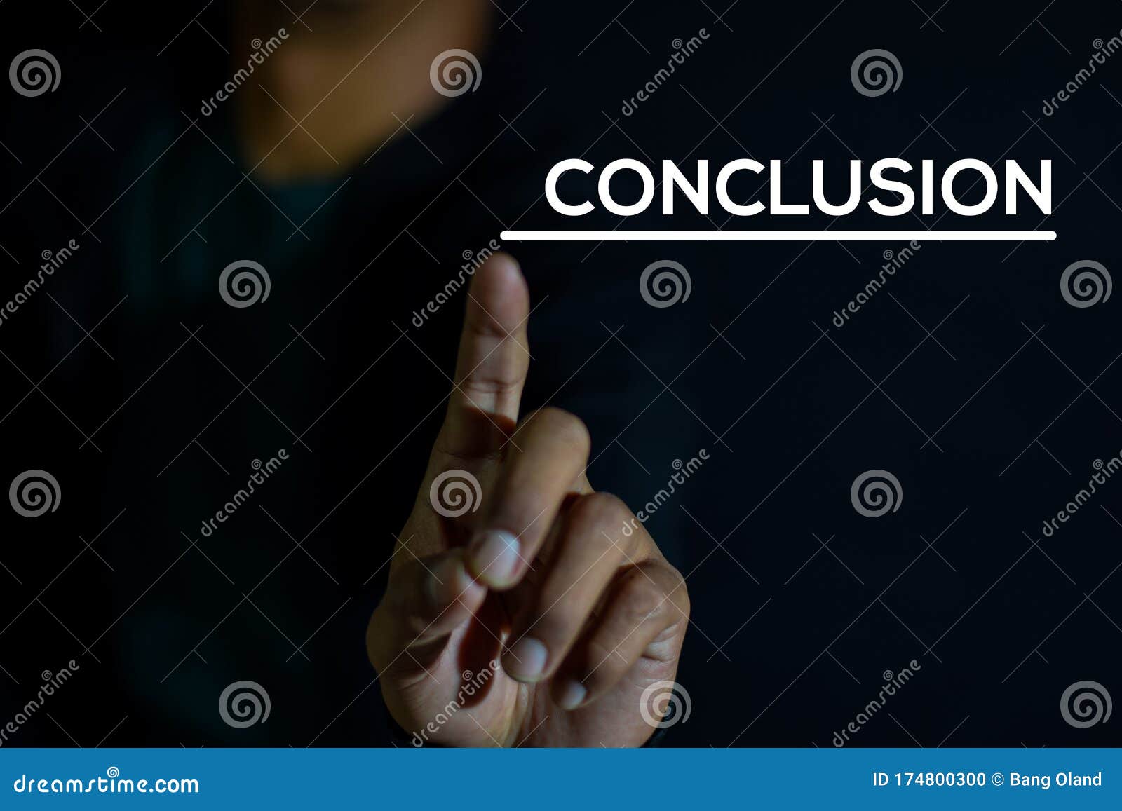 A Man Write a Conclusion with a Black Background Stock Photo - Image of ...