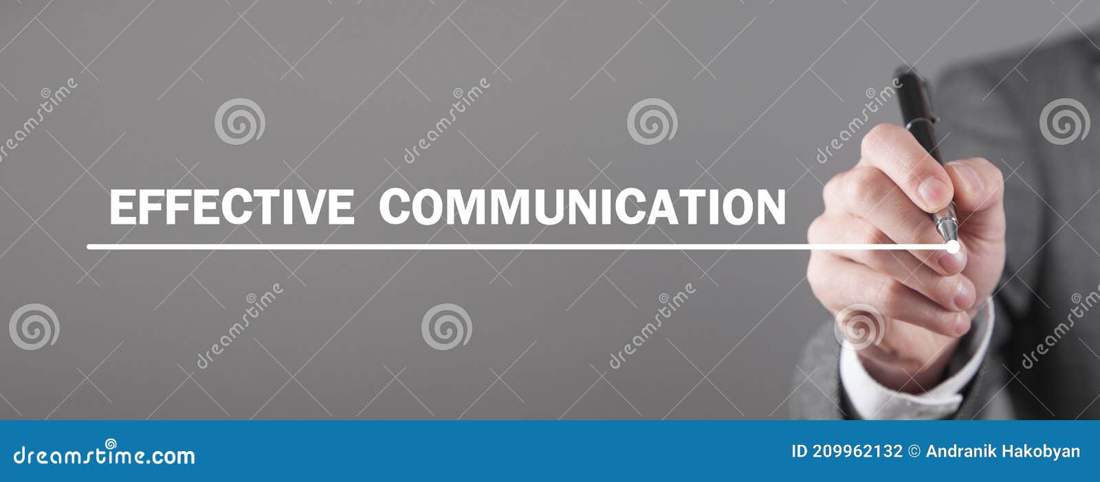 Man Writes Effective Communication Text in Screen Stock Photo - Image ...