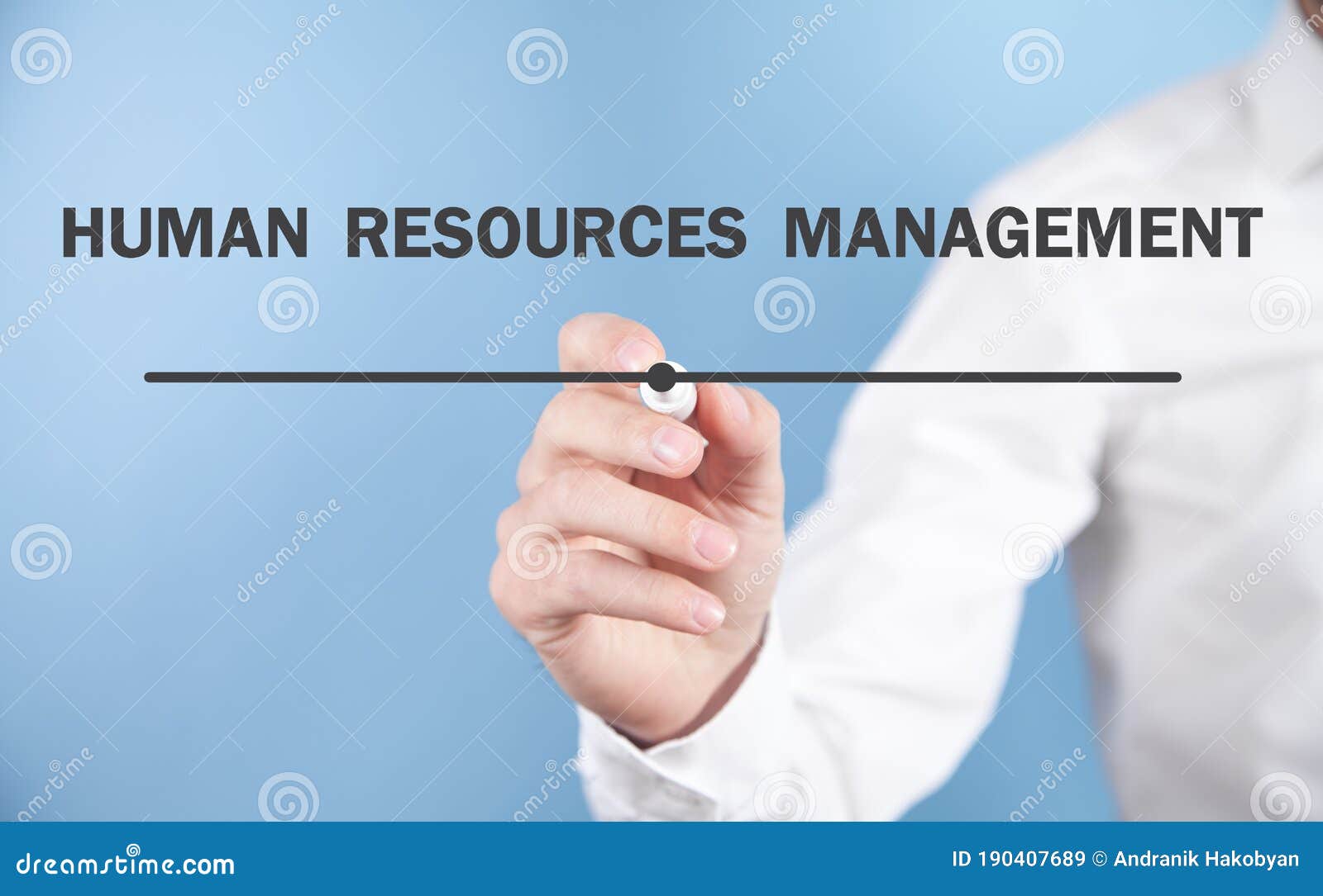 Man Writes Human Resources Management Text in Screen Stock Image ...