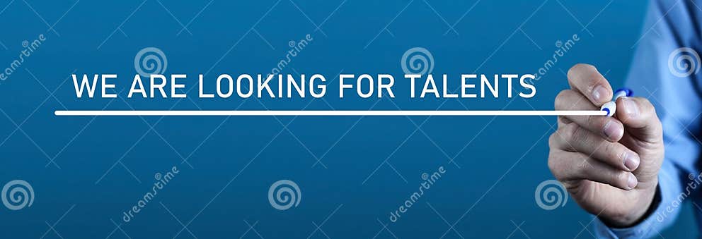 Man Writes we are Looking for Talents Message in Screen Stock Photo ...