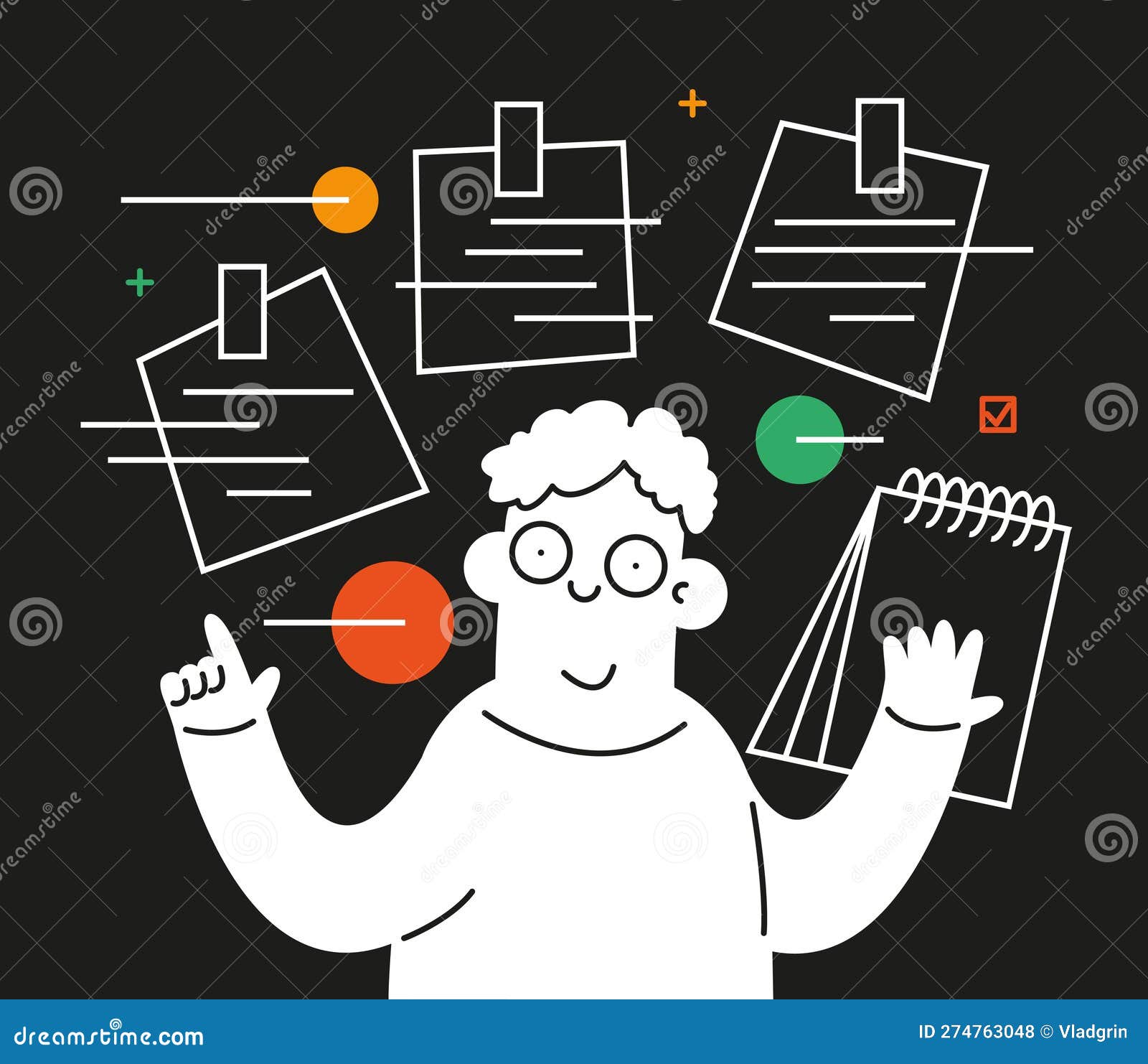 Man Writes Notes. Businessman Writes on Stickers and Develop a Business ...