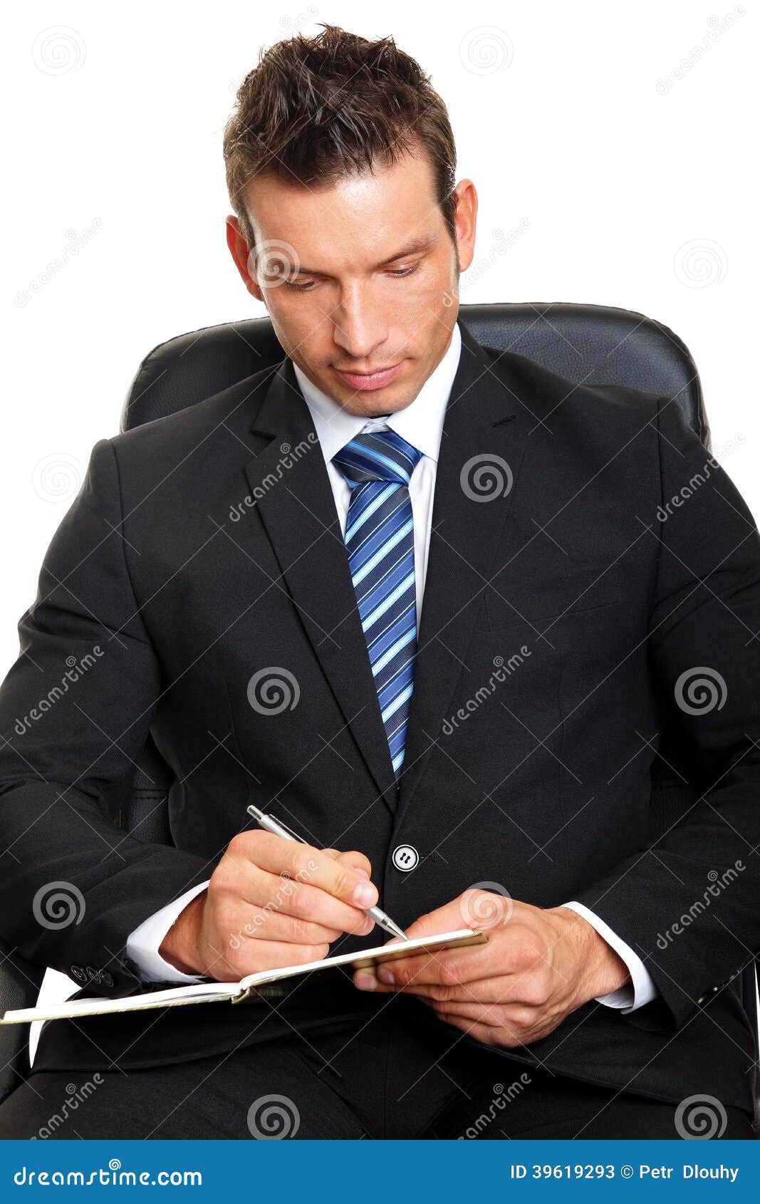 Man Writes Something in Diary Stock Image - Image of lifestyle, adult ...