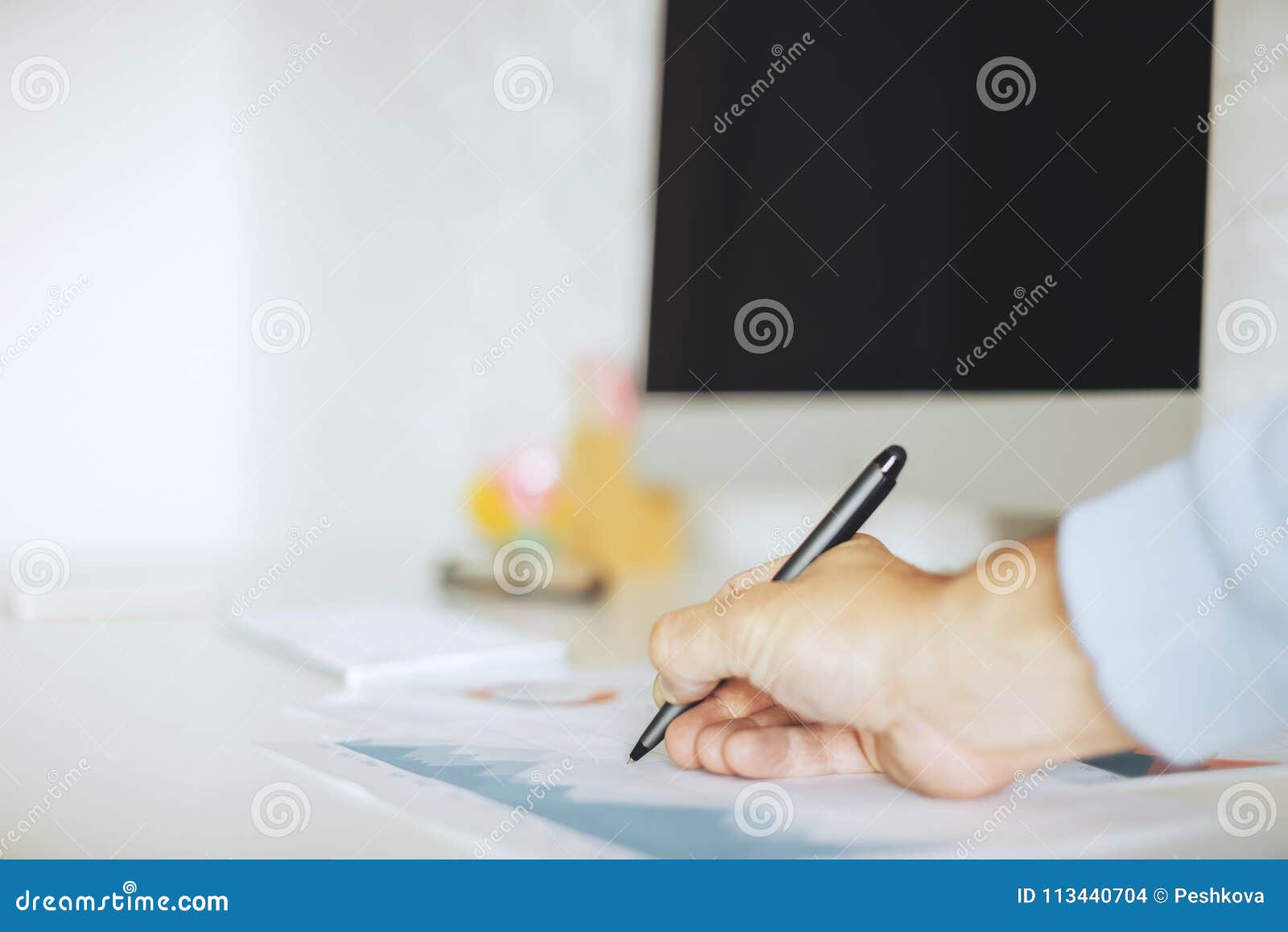 Empty blurry computer stock photo. Image of monitor - 113440704