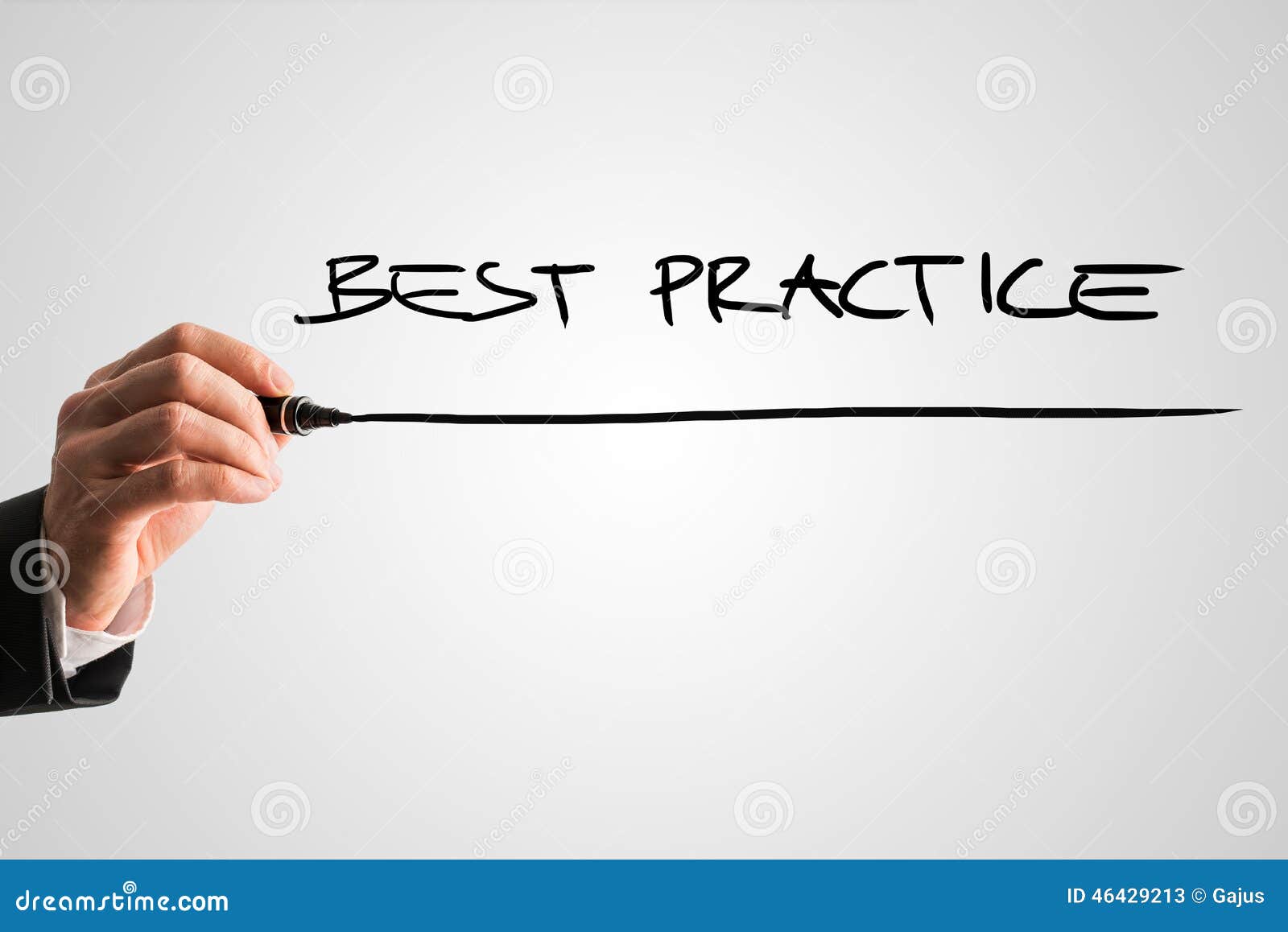 Man Writing Best Practice on a Virtual Screen Stock Image - Image of ...