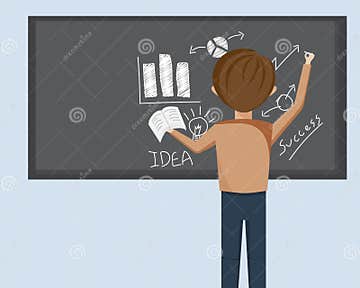 Man Writing on Black Board stock vector. Illustration of blackboard ...