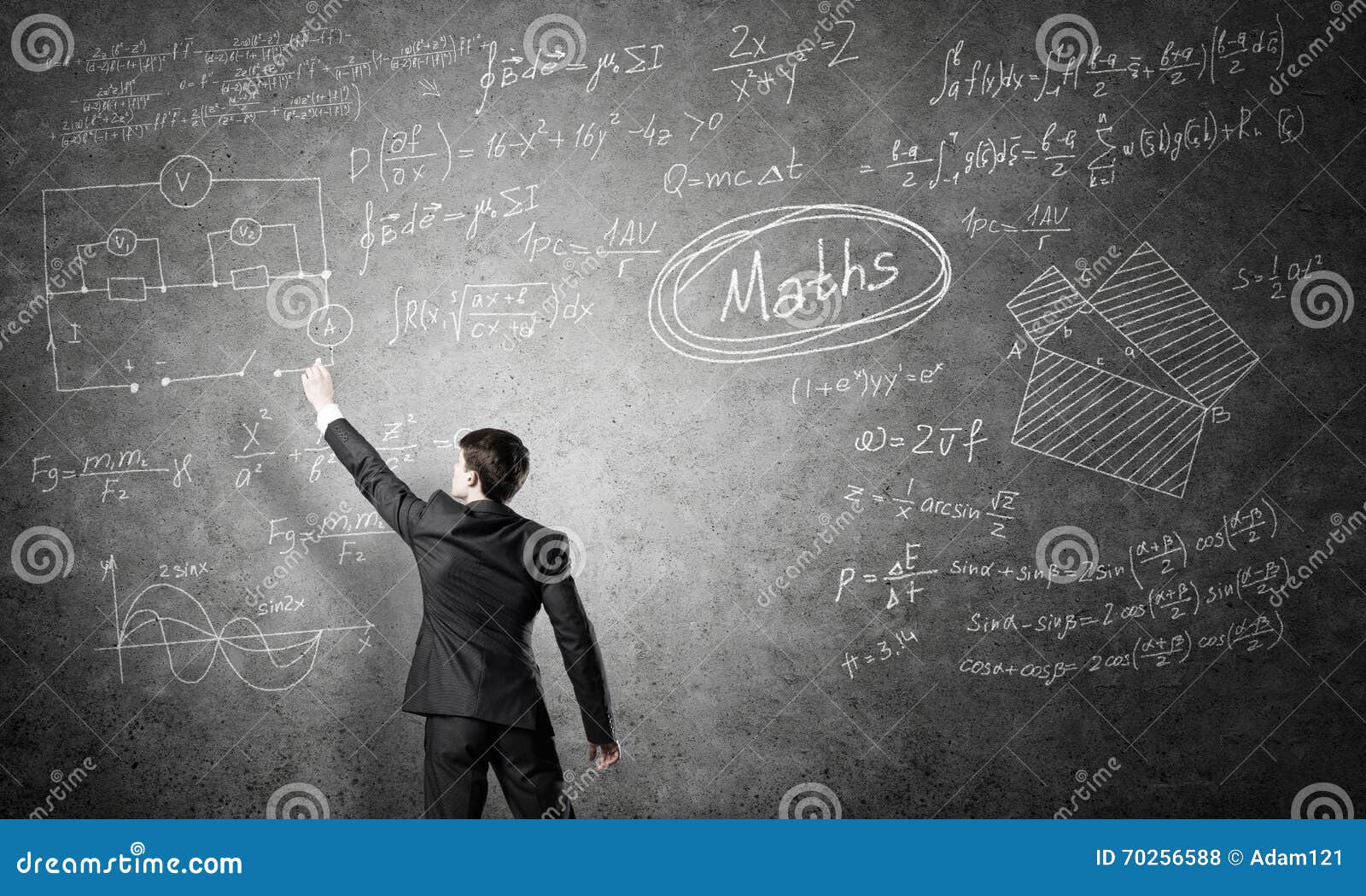 Man writing on blackboard stock photo. Image of prove - 70256588