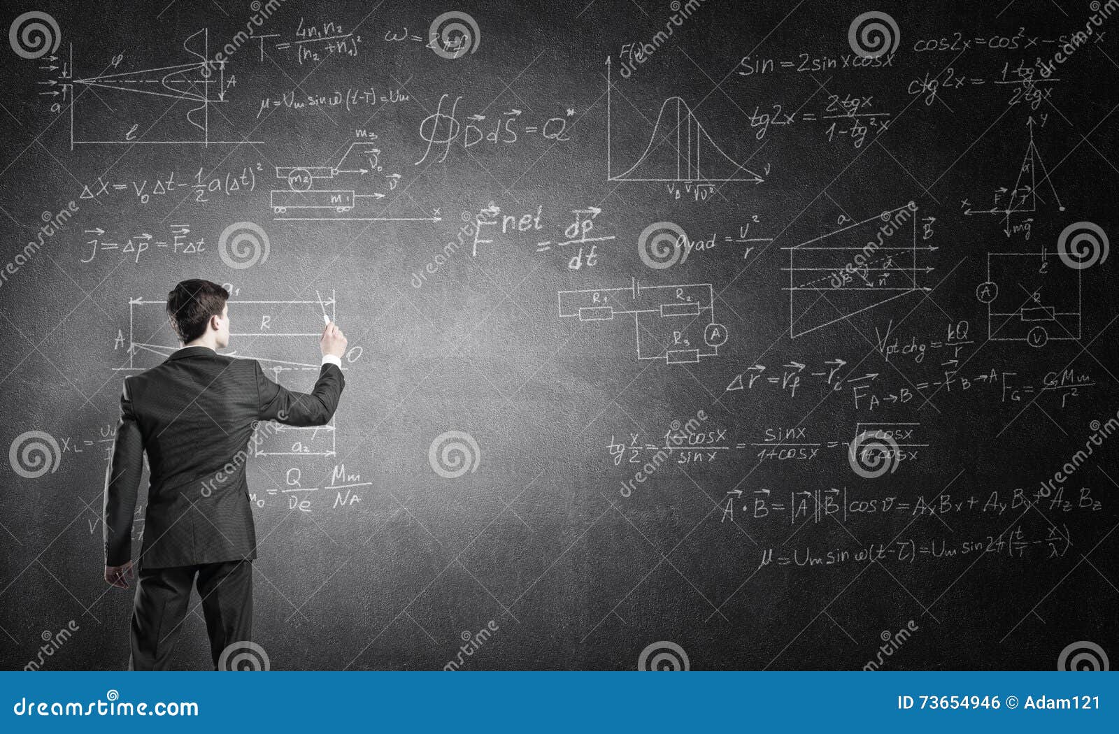 Man writing on blackboard stock photo. Image of education - 73654946