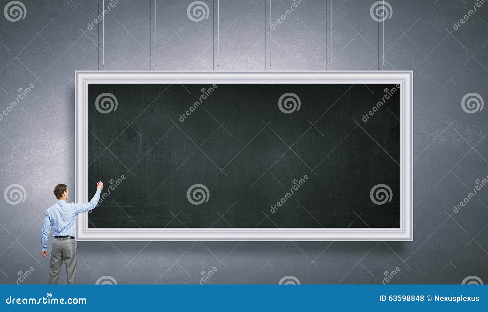 Man writing on chalkboard stock photo. Image of copyspace - 63598848