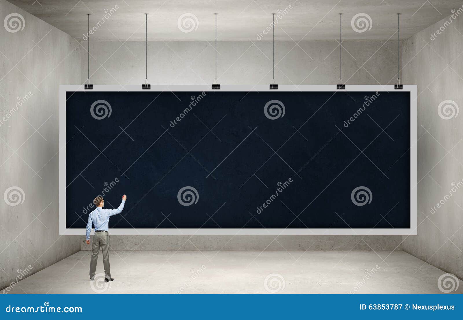 Man writing on chalkboard stock image. Image of banner - 63853787