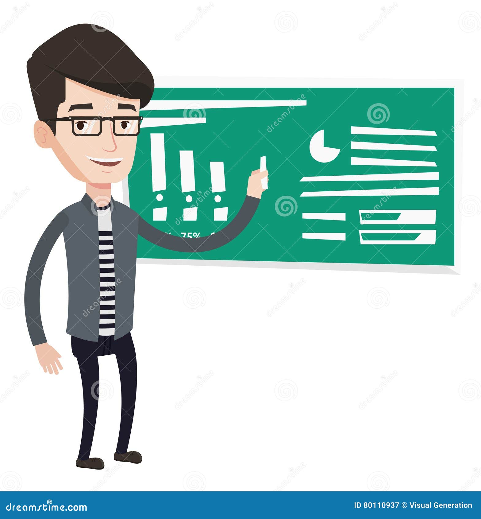 Man Writing on a Chalkboard Vector Illustration. Stock Vector ...