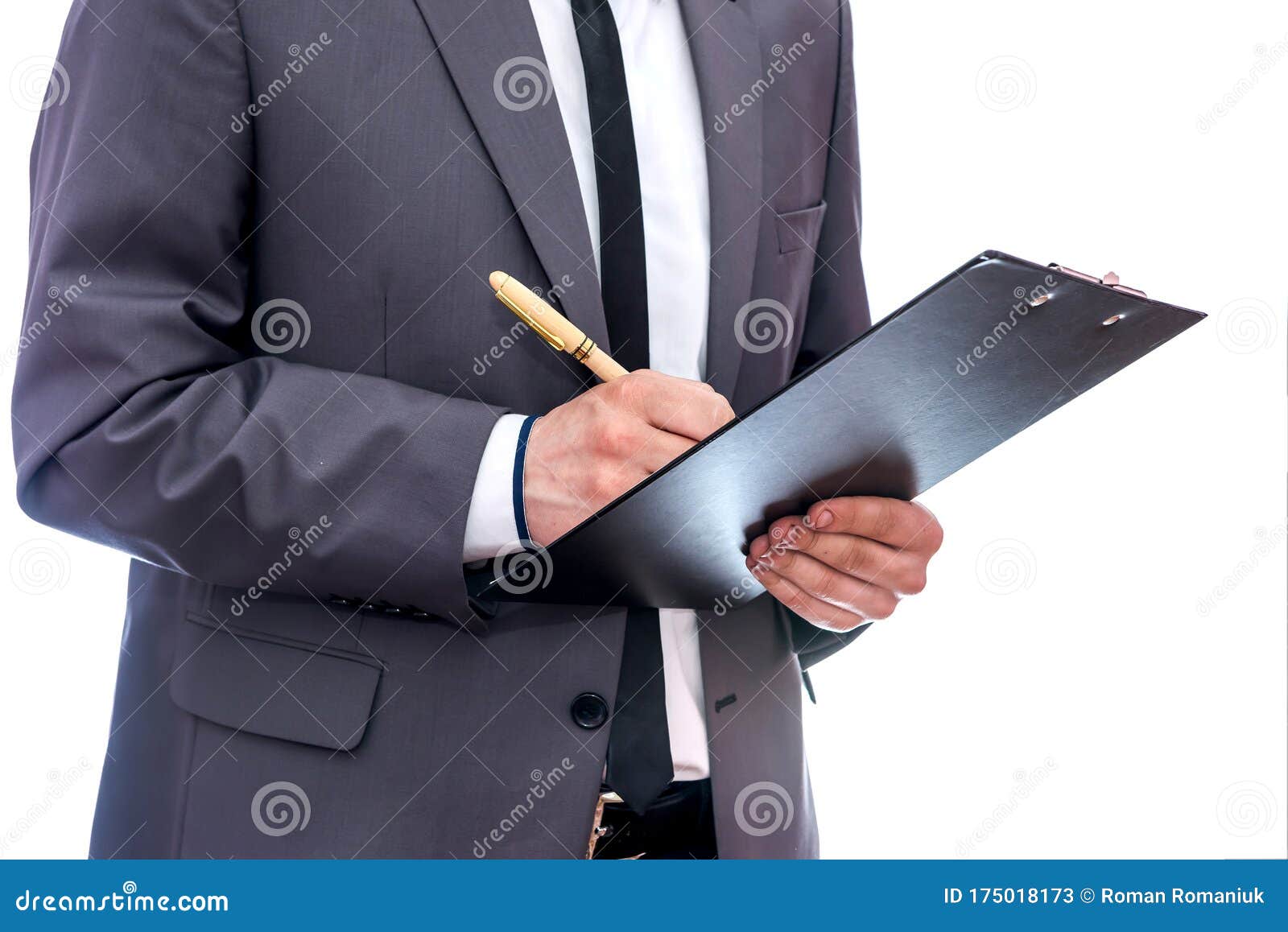 Man Writing in Diary Close Up Isolated on White Stock Image - Image of ...