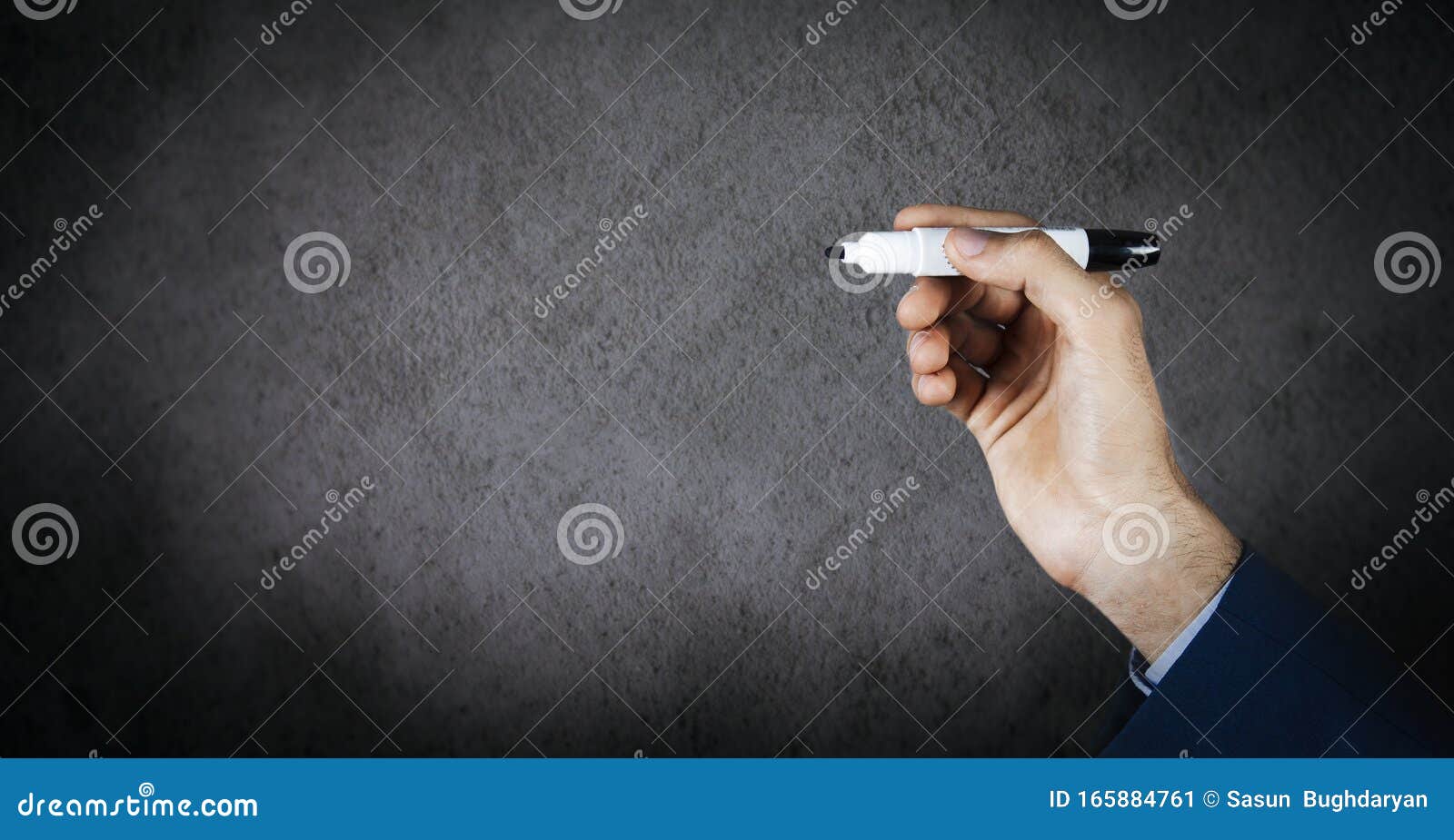 Man Writing on the Empty Screen Stock Image - Image of manager, hand ...