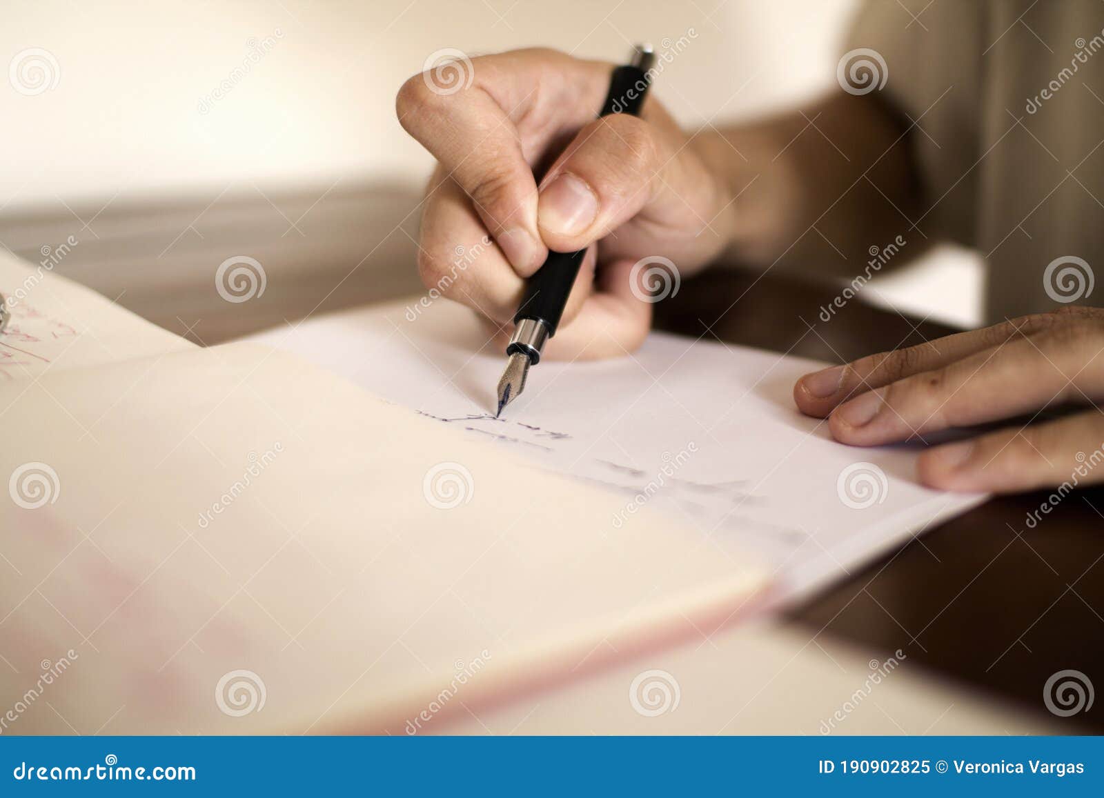 Man Writing by Hand with Pen Stock Image - Image of masculine, hand ...
