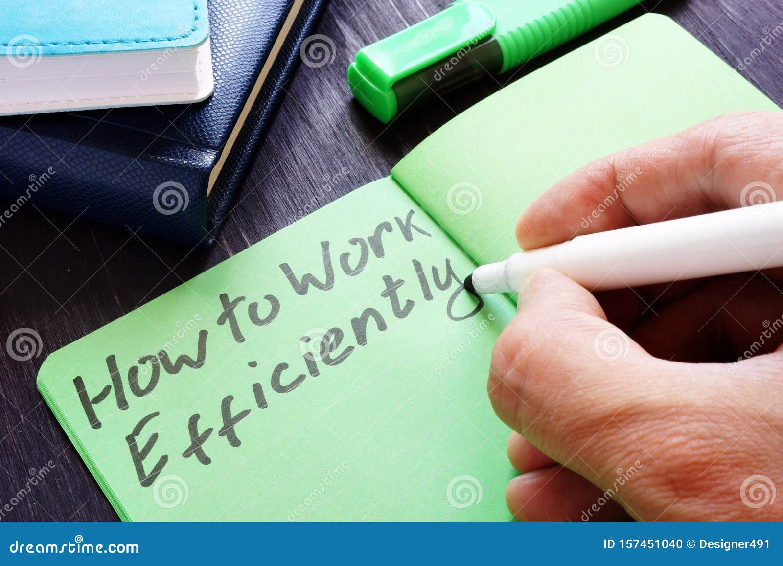 Man is Writing How To Work Efficiently Stock Photo - Image of business ...