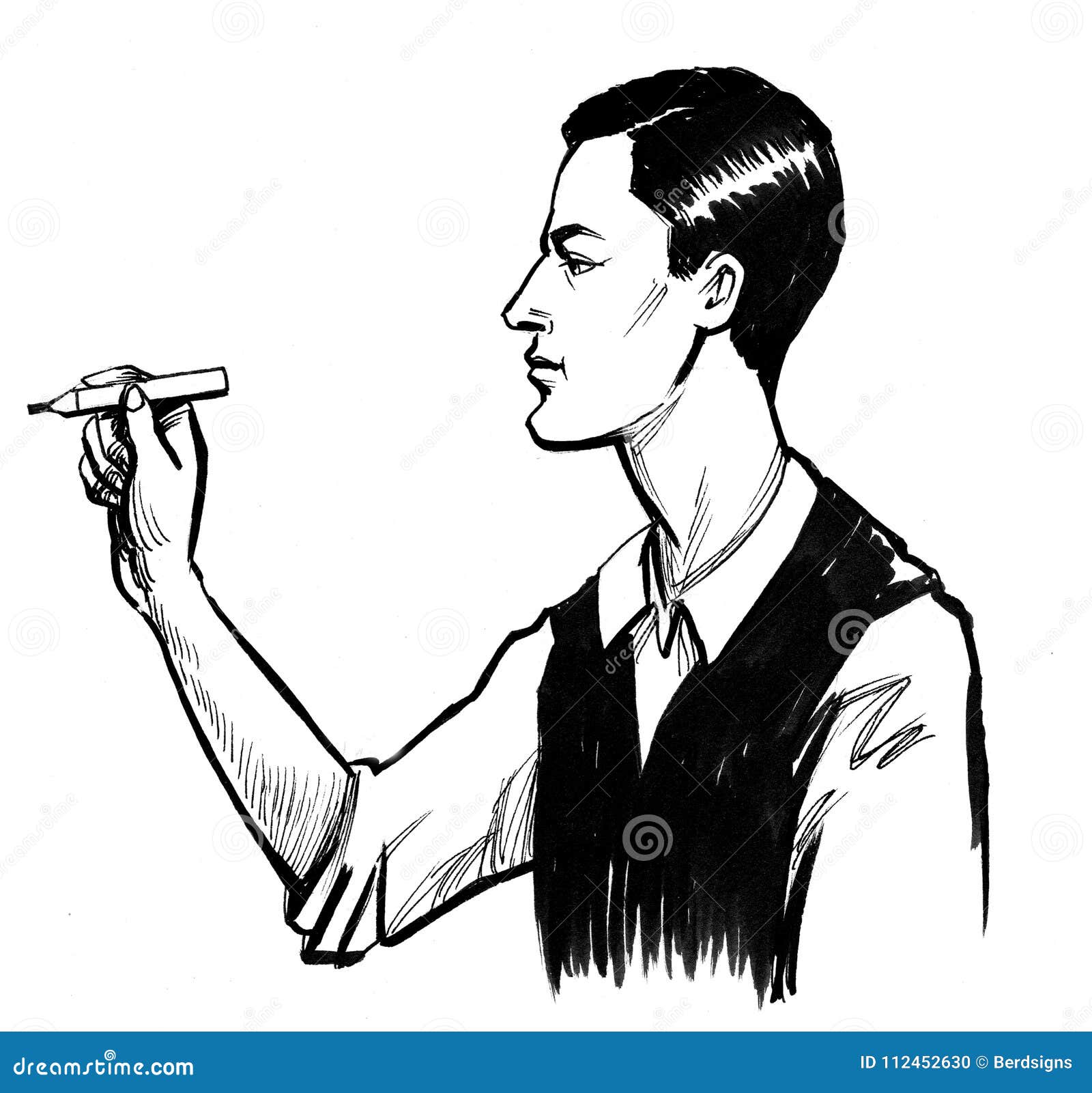 Man writing with a marker stock illustration. Illustration of manager ...
