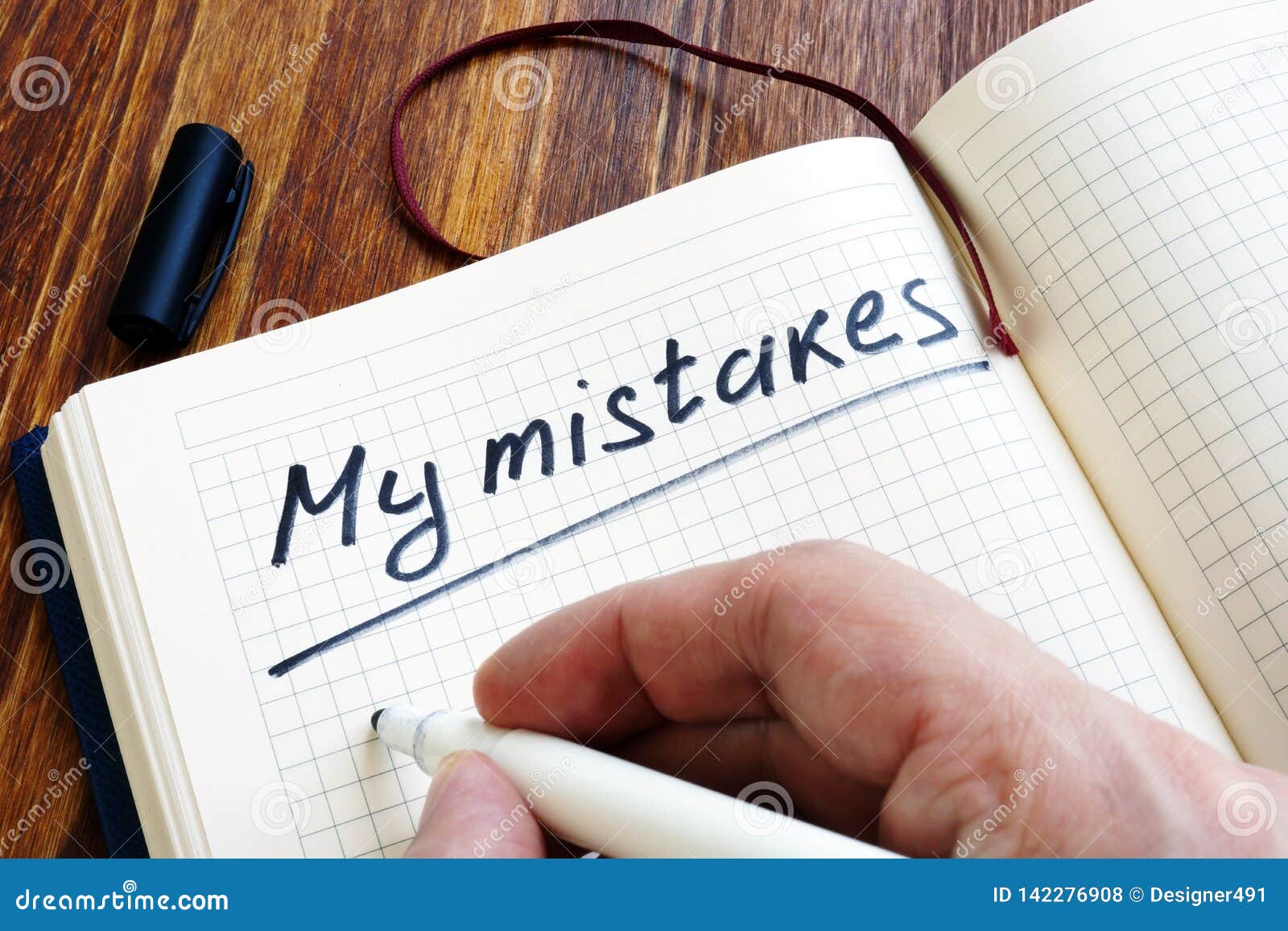 Man is Writing My Mistakes in a Note. Inner Critic. Stock Photo - Image ...