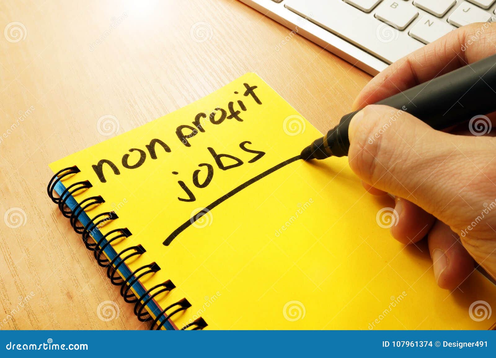Man is Writing Non Profit Jobs. Stock Photo - Image of concept, jobs ...