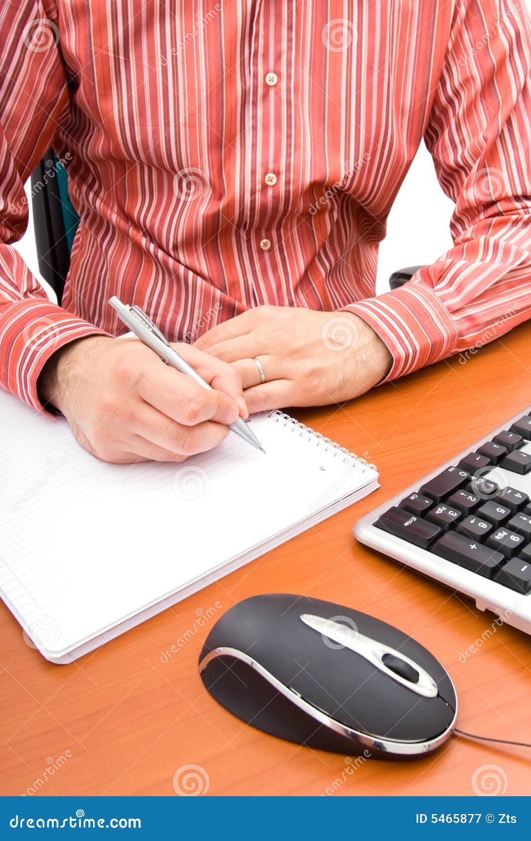 Man writing in a notebook stock image. Image of hardware - 5465877