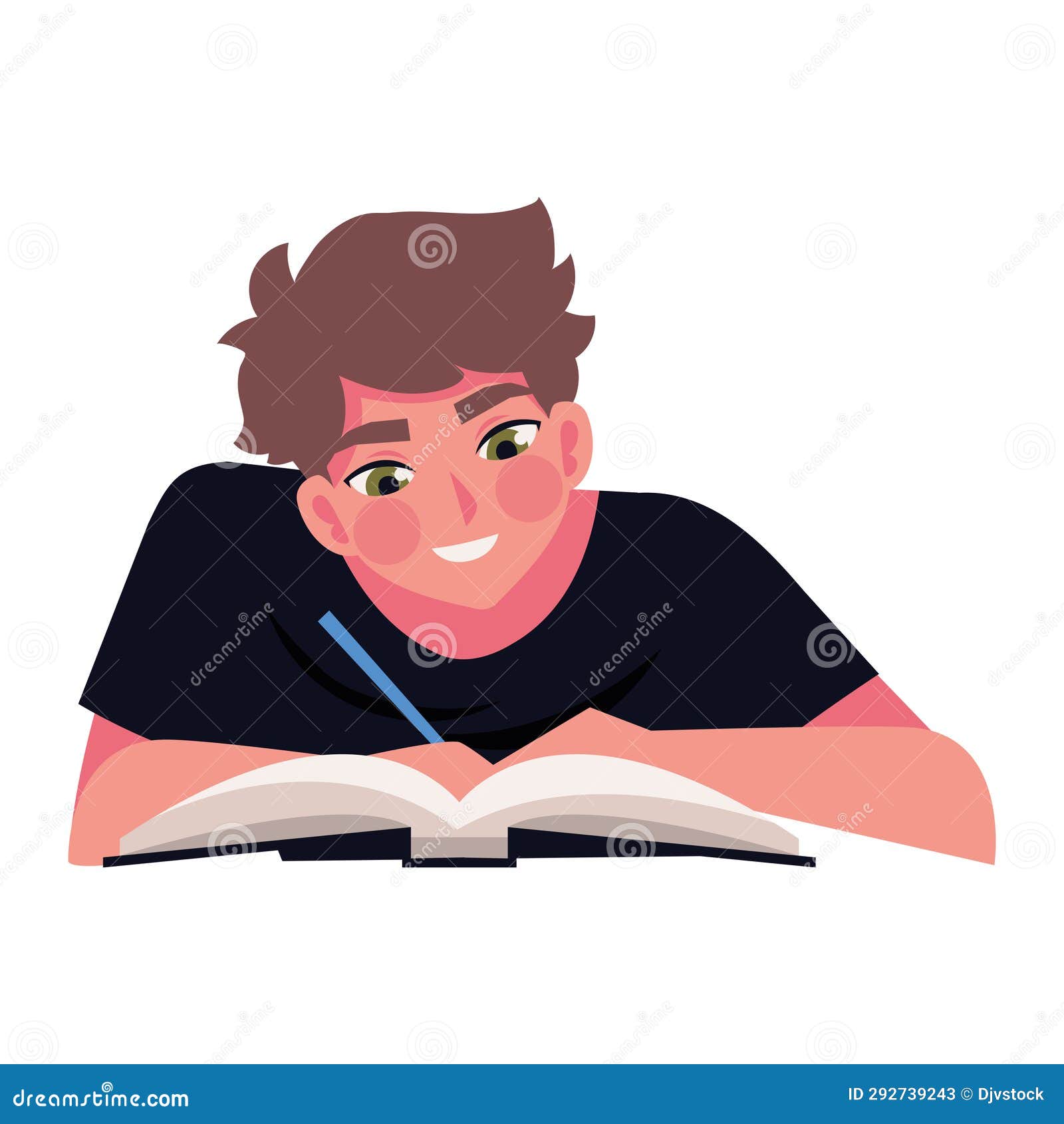 Man writing in a notebook stock illustration. Illustration of adult ...