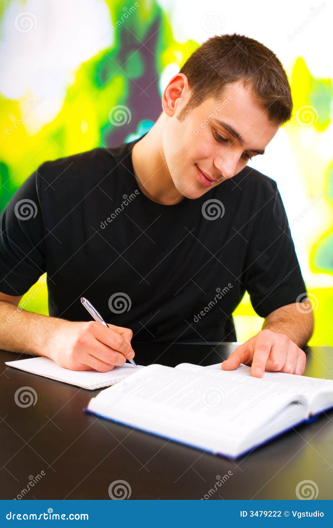 Man writing, outdoors stock photo. Image of study, student - 3479222