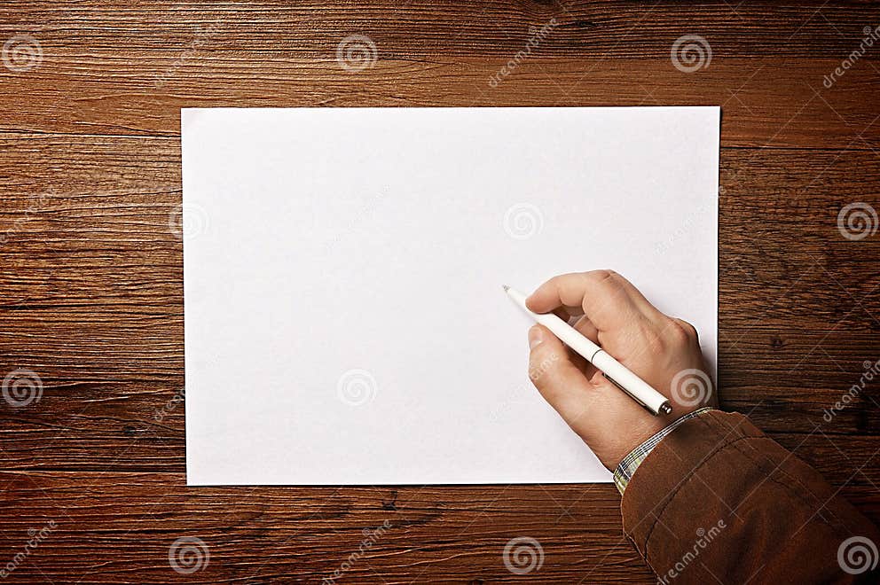 Man writing on paper stock image. Image of close, blank - 38275499
