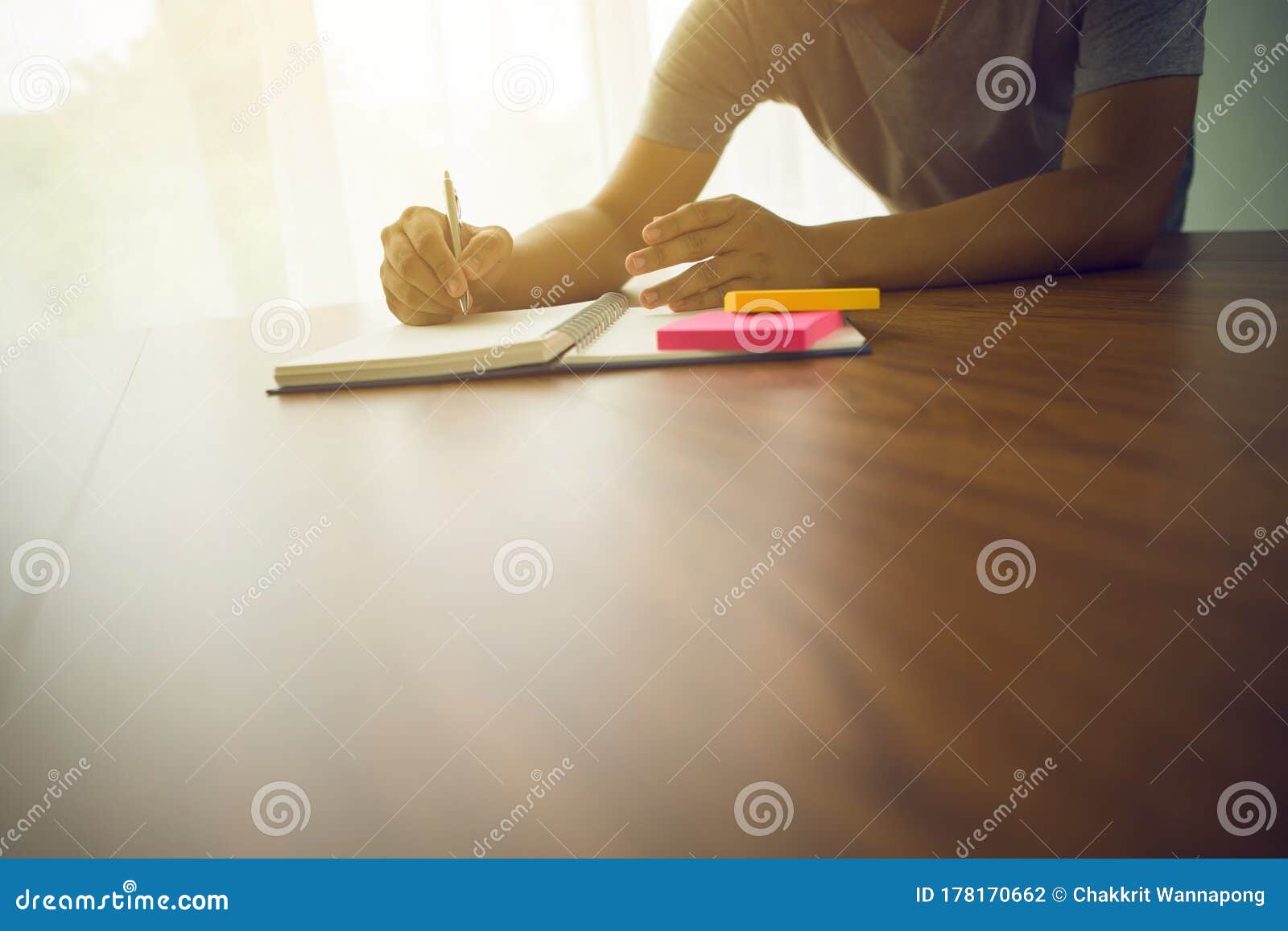Man Writing on Paper Notebook or Old Diary at Home Stock Photo - Image ...