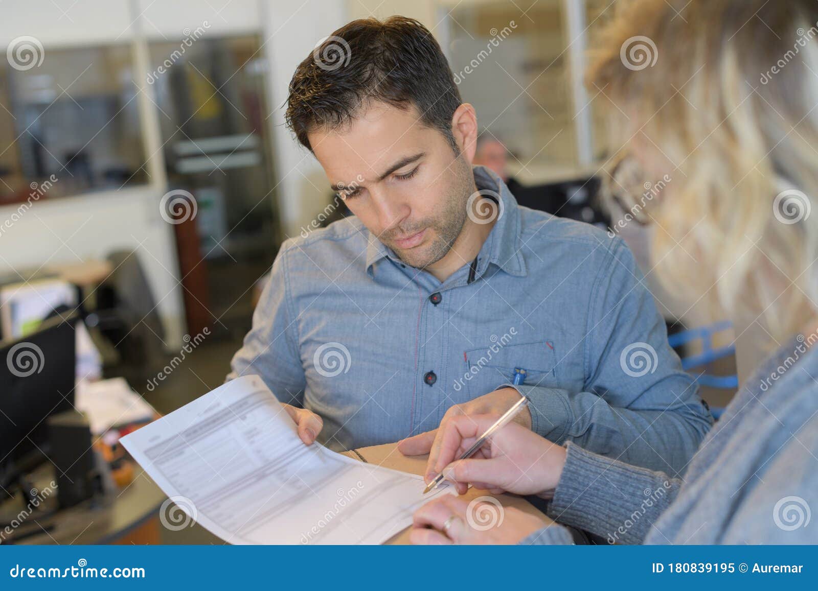 Man Writing on Paper in Office Stock Image - Image of paper, deal ...