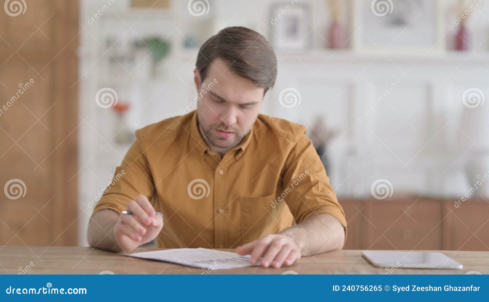 Young Man Writing on Paper in Office Stock Video - Video of message ...