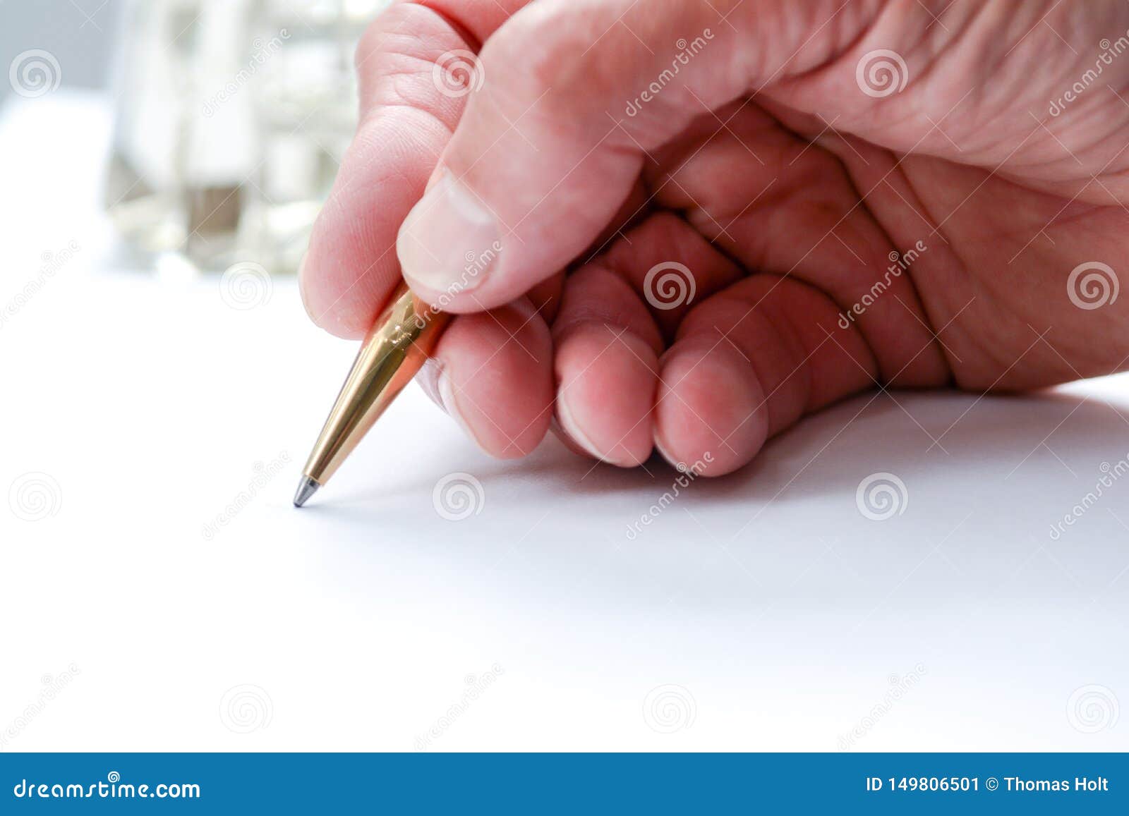 Man Writing with Pen on Paper, Close Up of Hand Hollding Pen To Write ...