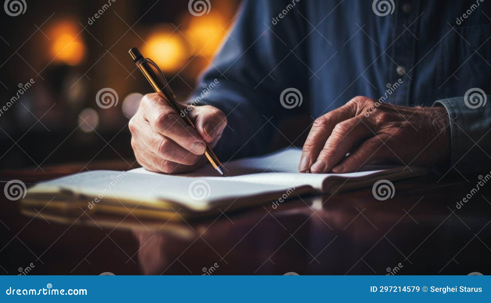 A Man Writing on a Piece of Paper with His Pen, AI Stock Image - Image ...