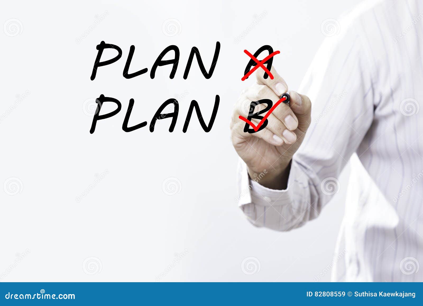 Man Writing Plan B on Whiteboard after Crossing Out Plan a - Dec Stock ...