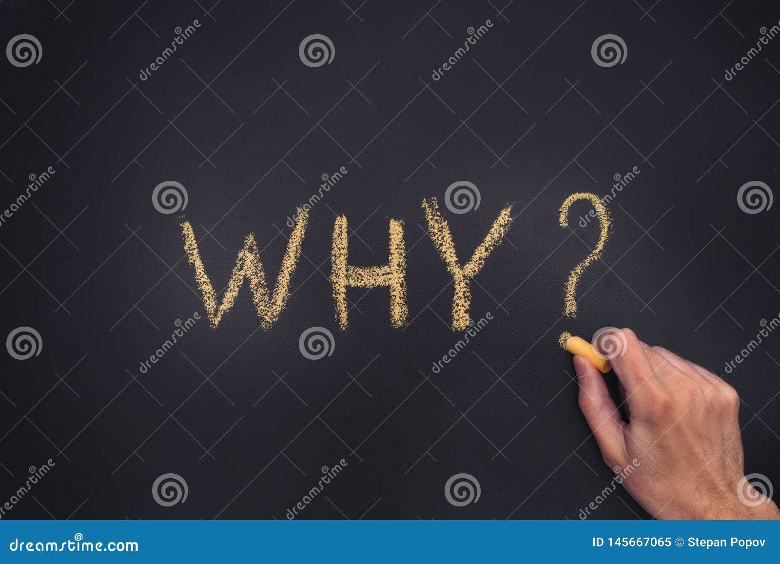 Man Writing Question Why on Chalkboard Stock Image - Image of ...