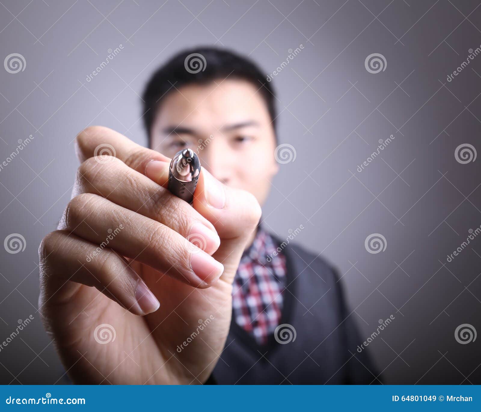 Man writing on the screen stock image. Image of modern - 64801049