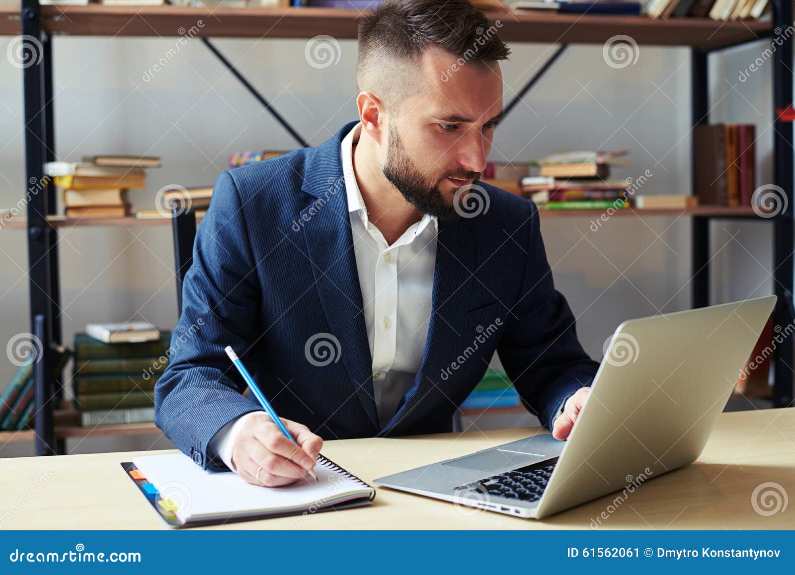 Man Writing Something in Notepad Stock Image - Image of writing, pencil ...