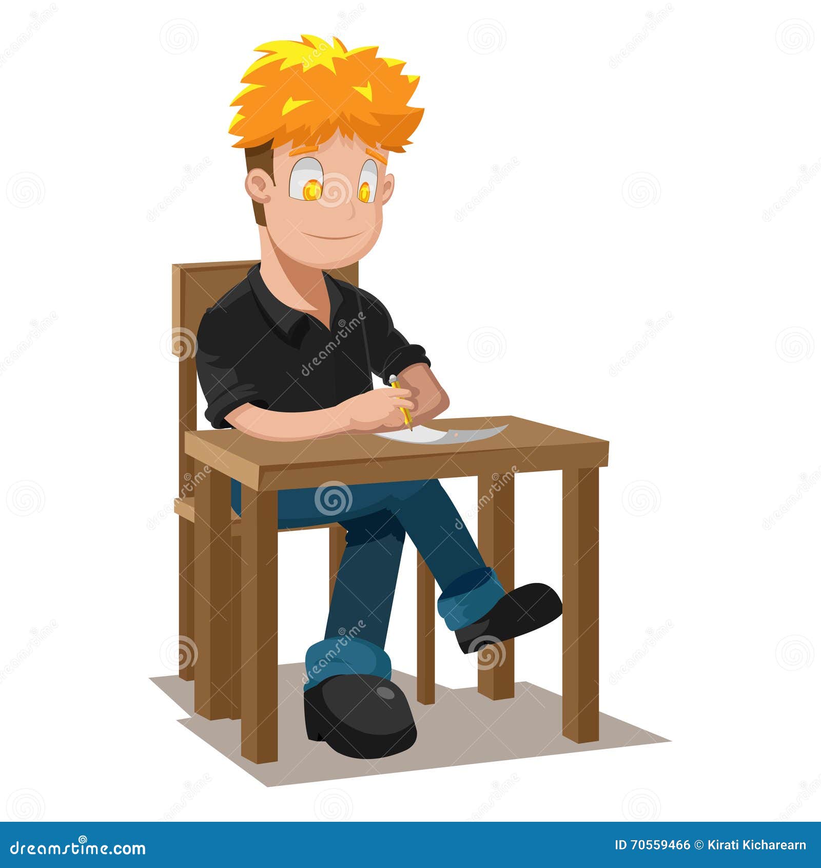 Man Writing Table Thinking Idea Stock Illustration - Illustration of ...
