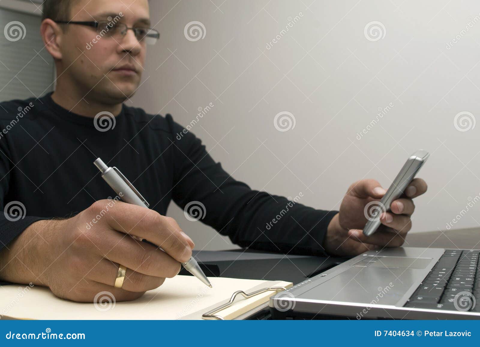 Man writing and texting stock photo. Image of communicating - 7404634