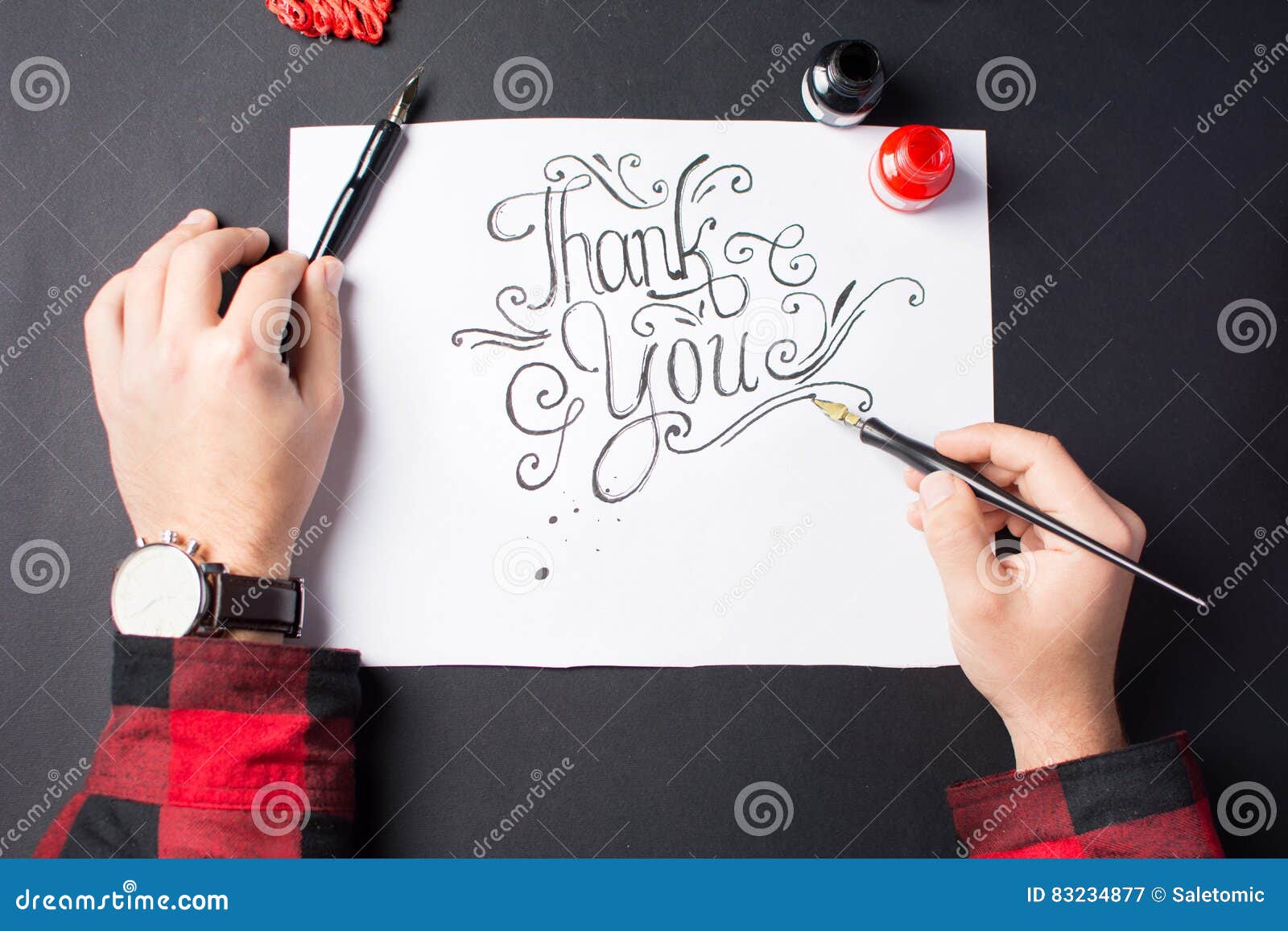 Man Writing a Thank You Note Stock Image - Image of note, close: 83234877