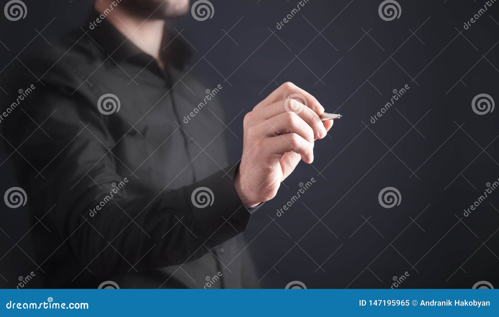 Man Writing on a Touch Screen Stock Image - Image of screen, idea ...