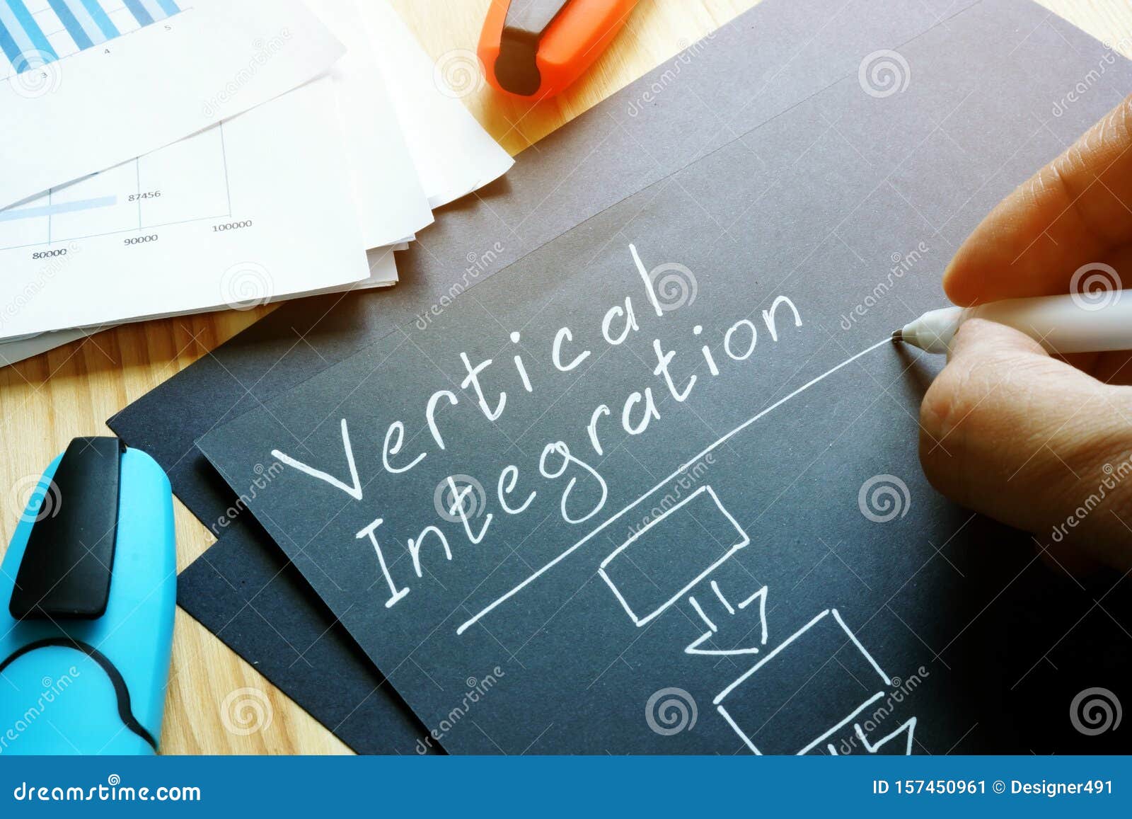 Man Writing about Vertical Integration Stock Image - Image of system ...
