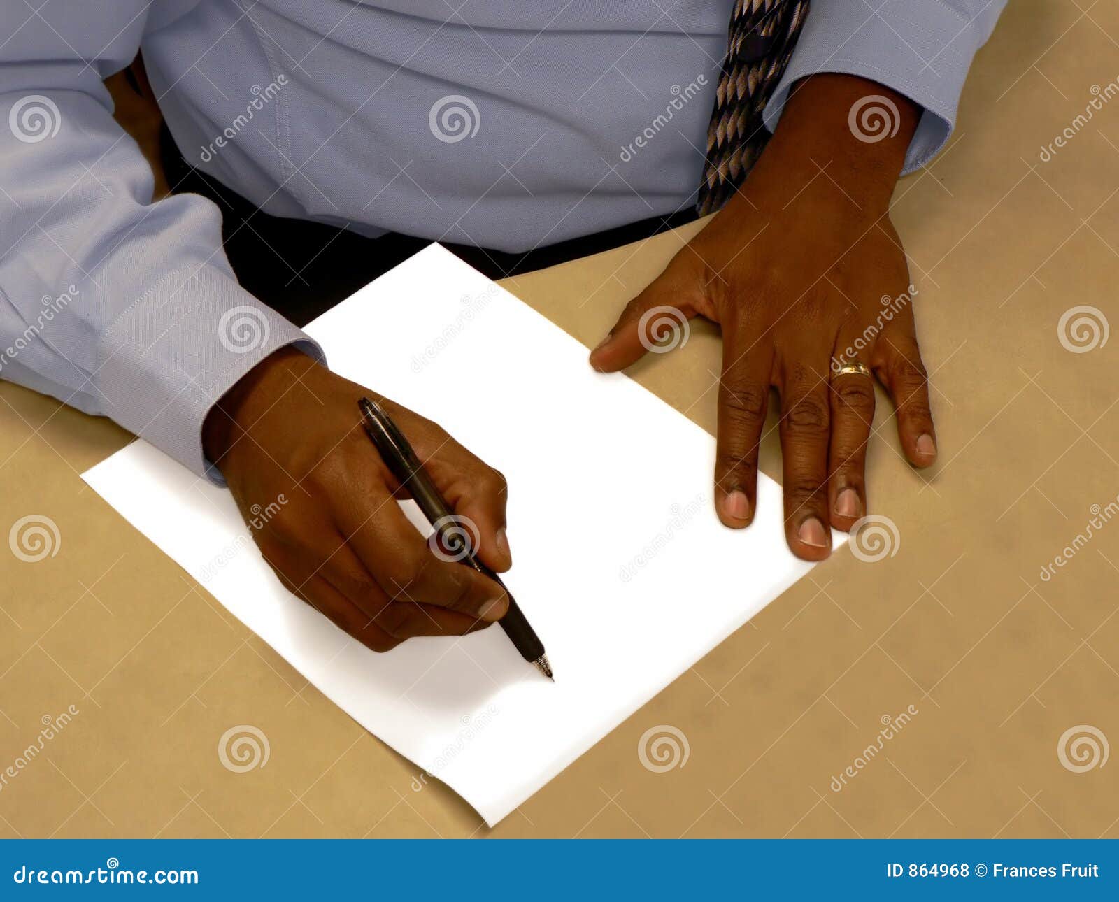 Man writing on white paper stock photo. Image of desk, opportunity - 864968