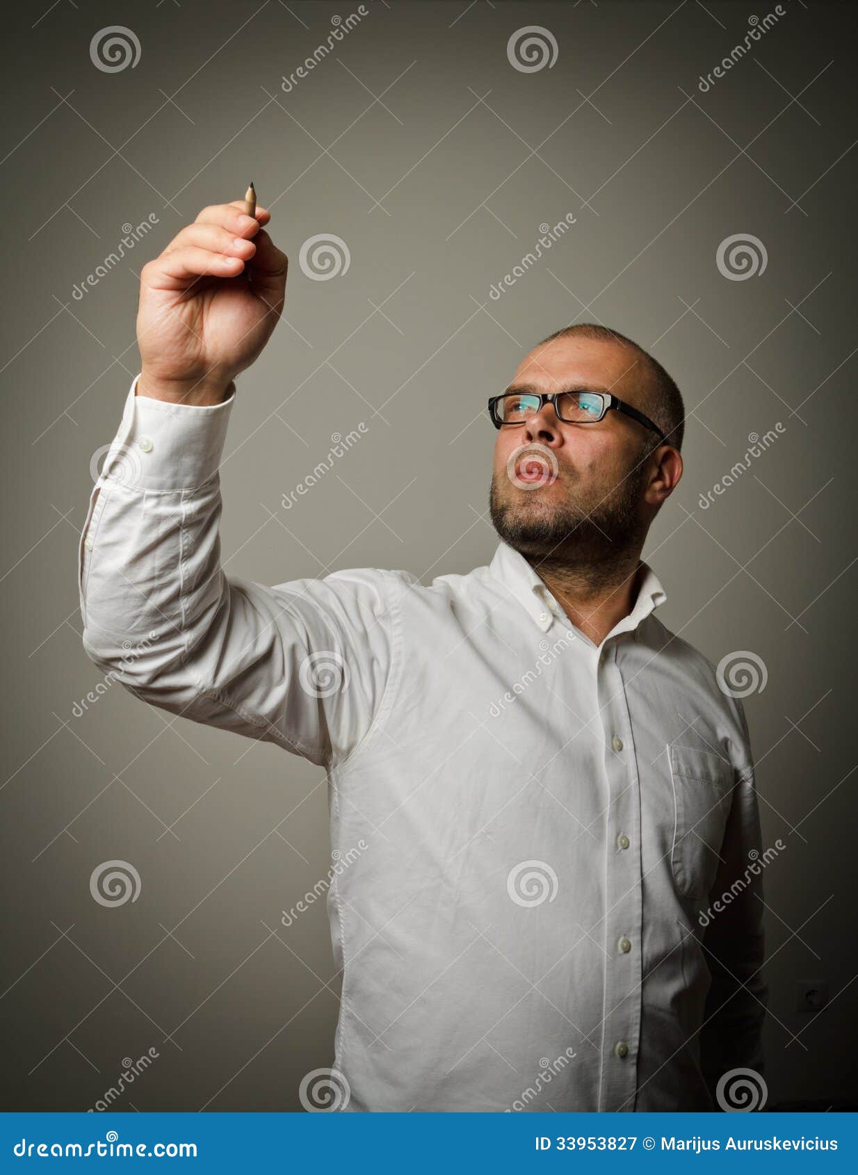 Man is writing stock image. Image of pencil, education - 33953827