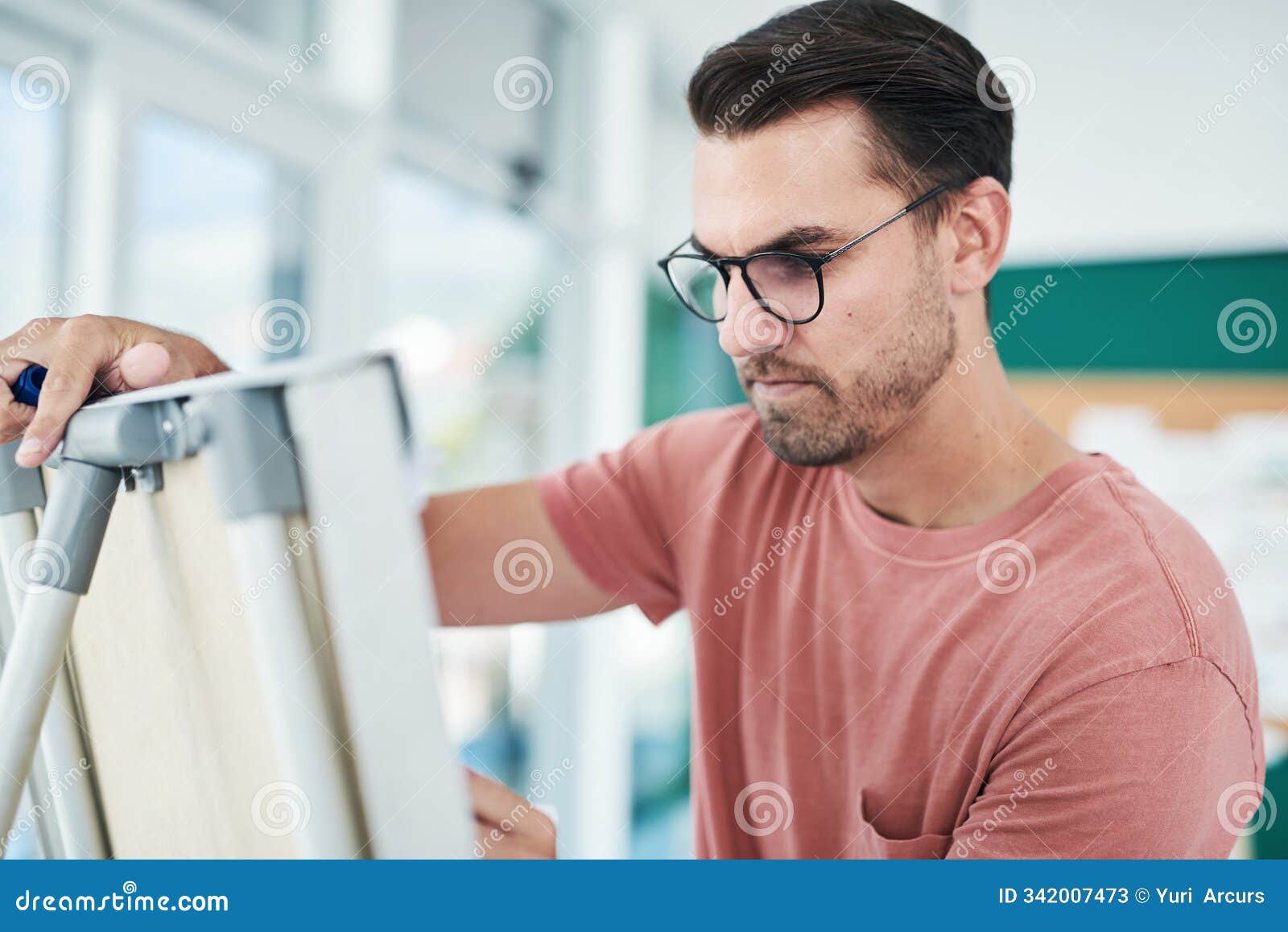 Man, Writing and Whiteboard for Ideas in Office with Notes, Planning ...