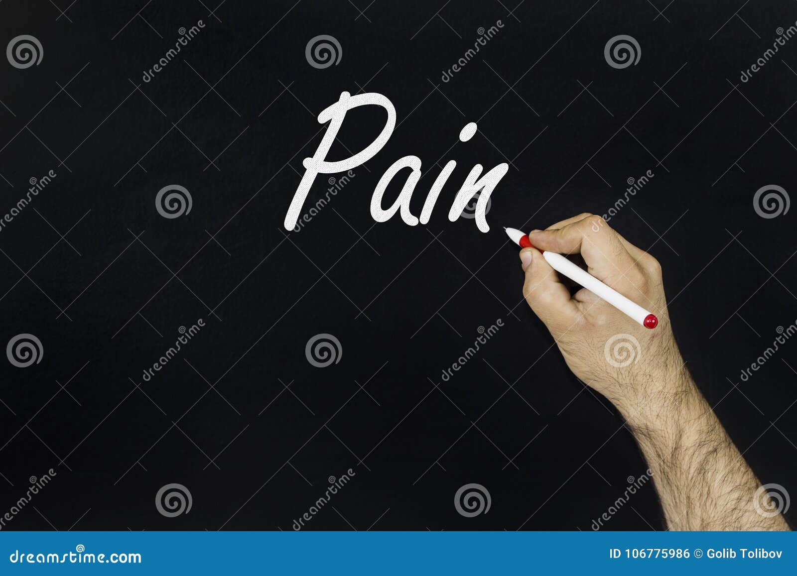 Man Writing the Word Pain on a Blackboard Stock Photo - Image of ...